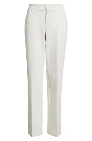 Anne Klein Flat Front Straight Leg Pants - White Dove
