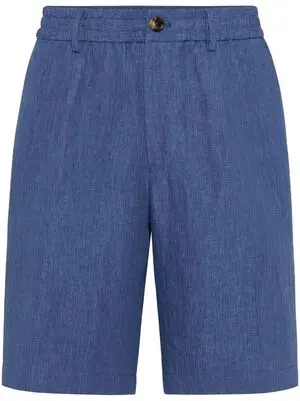 Brunello Cucinelli Linen Bermuda Shorts - Blue