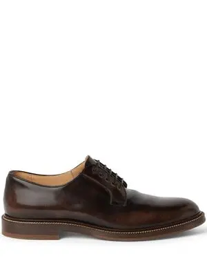 Brunello Cucinelli Burnished Leather Derby Shoes - Brown