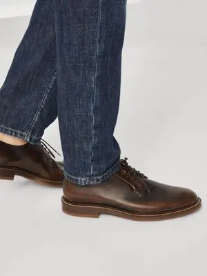 Brunello Cucinelli Burnished Leather Derby Shoes - Brown
