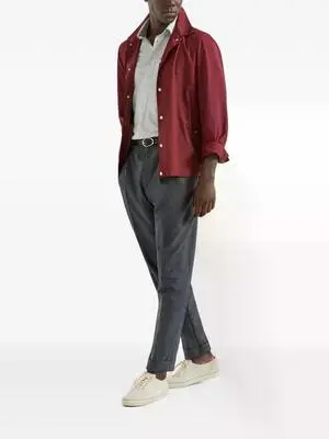 Brunello Cucinelli Silk And Cotton Jersey Shirt-style Collar Polo With Faux-layering - Grey