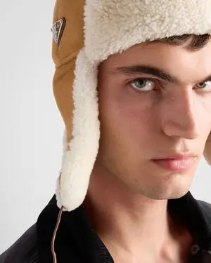 Prada Suede Shearling Trapper Hat - Honey