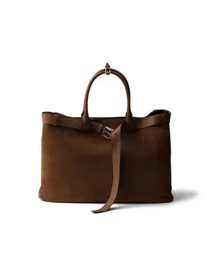 Prada Suede Bag With Decorative Belt - Brown