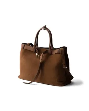 Prada Suede Bag With Decorative Belt - Brown