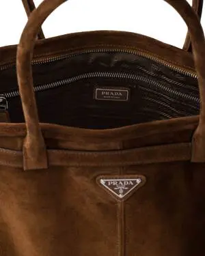 Prada Suede Tote Bag - Brown