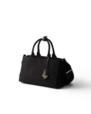 Prada Jardinière Large Cotton Canvas Handbag - Black