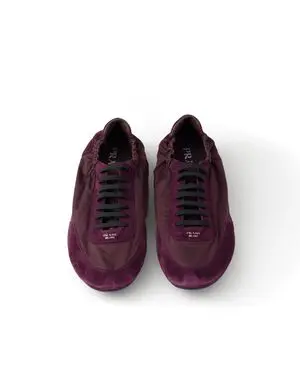 Prada Collapse Re-nylon And Suede Sneakers - Red