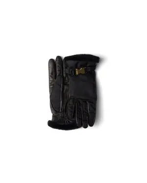 Prada Re-nylon And Shearling Gloves - Black