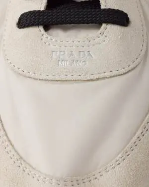 Prada Collapse Re-nylon And Suede Sneakers - Neutral