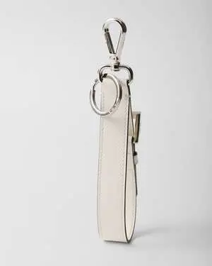 Prada Saffiano Leather Keychain - White