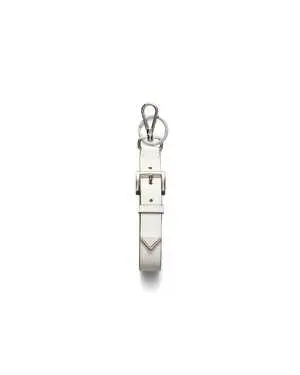 Prada Saffiano Leather Keychain - White