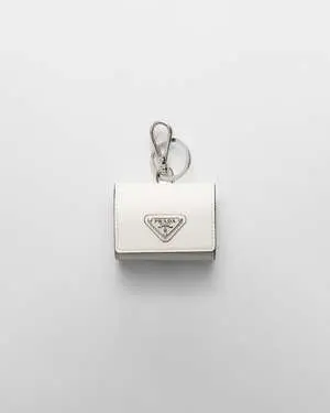 Prada Saffiano Leather Headphone Case With Keychain - White