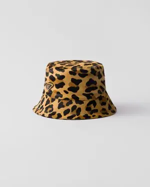 Prada Printed Leather Bucket Hat - Honey