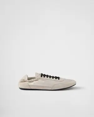 Prada Collapse Re-nylon And Suede Sneakers - Ivory