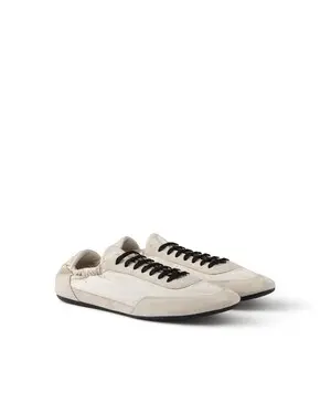Prada Collapse Re-nylon And Suede Sneakers - Neutral
