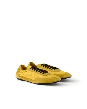 Prada Re-nylon And Suede Elasticized Sneakers - Yellow