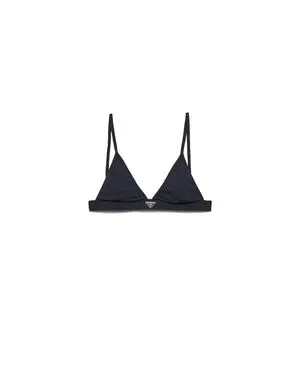 Prada Ribbed Knit Braette Bikini Top - Blue
