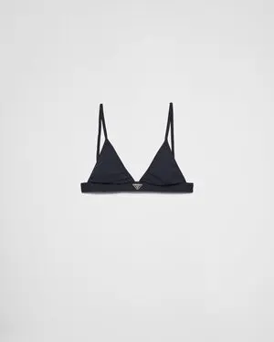 Prada Ribbed Knit Braette Bikini Top Navy