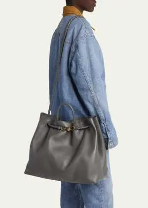 Bottega Veneta Large Andiamo Leather Top-handle Bag - Lapilli Travertine