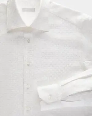 Stefano Ricci Apos;s Silk Geometric Jacquard Dress Shirt - White