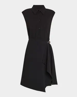 Max Mara Max Mara Studio Demetra Pleated Shirt Dress - Black