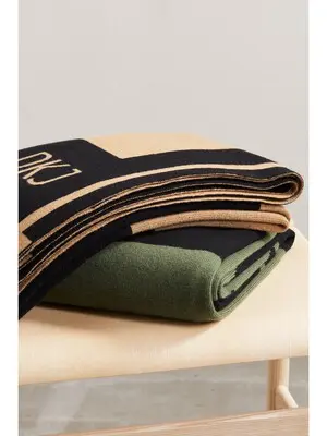 DIANE KORDAS Bull Reversible Jacquard-knit Merino Wool Throw