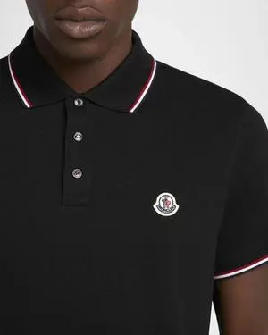 Moncler Apos;s Striped-trim Polo Shirt - Black