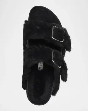 BIRKENSTOCK Arizona Shearling Slide Sandals - Black