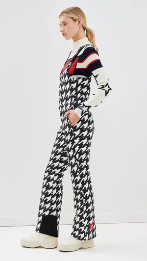 Perfect Moment Jg Bib Ski Pants - Black And White Houndstooth