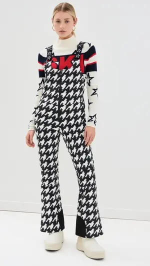 Perfect Moment Jg Bib Ski Pants - Black And White Houndstooth
