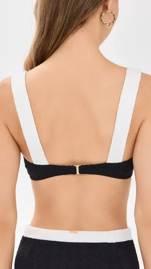 L'Agence Alexandria Colorblock Chic Structured Bra Top With Gold Buttons