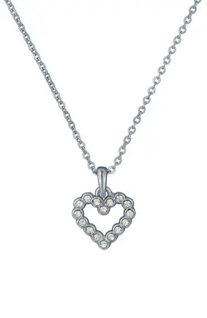 Ted Baker London Amore Crystal Heart Pendant Necklace - Silver Tone/ Clear Crystal