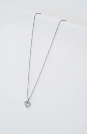 Ted Baker London Amore Crystal Heart Pendant Necklace - Silver Tone/ Clear Crystal