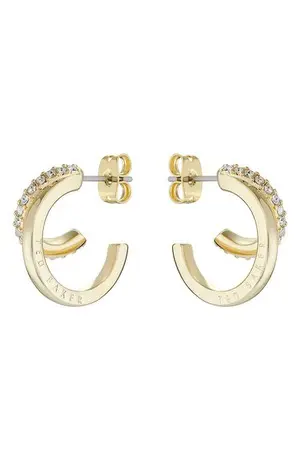Ted Baker London Helias Double Hoop Earrings - Gold Tone/ Clear Crystal