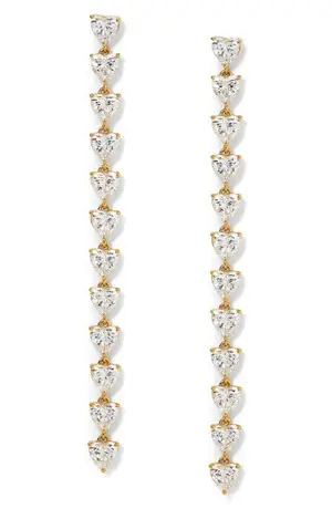 Nadri Crystal Heart Linear Drop Earrings - Gold