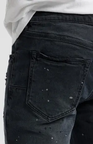 PURPLE BRAND Reflective Paint Rip & Repair Jeans