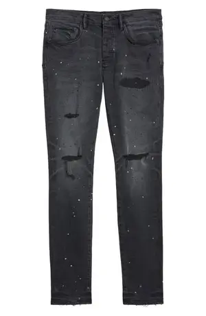 PURPLE BRAND Reflective Paint Rip & Repair Jeans