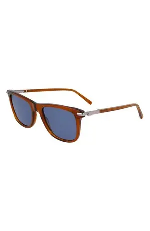 FERRAGAMO 54mm Modified Rectangular Sunglasses - Transparent Brown