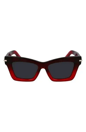 FERRAGAMO Prisma Modified Rectangular Sunglasses - Gradient Dark Red Transparent
