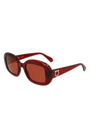FERRAGAMO Gancini Oval Sunglasses - Transparent Rust