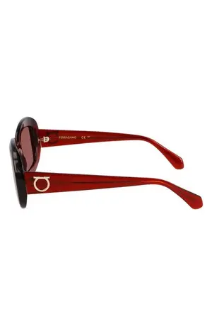 FERRAGAMO Gancini Oval Sunglasses - Transparent Rust