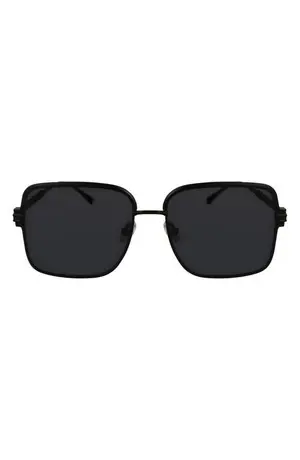 FERRAGAMO Gancini 57mm Rectangular Sunglasses - Matte Black