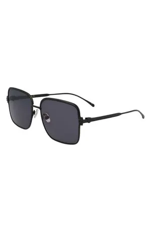 FERRAGAMO Gancini 57mm Rectangular Sunglasses - Matte Black