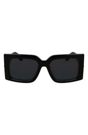 FERRAGAMO Prisma 55mm Rectangular Sunglasses Black