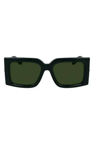 FERRAGAMO Prisma 55mm Rectangular Sunglasses - Dark Green