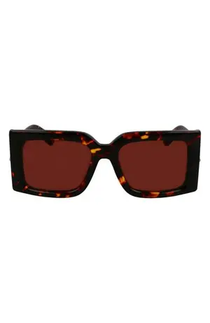 FERRAGAMO Prisma 55mm Rectangular Sunglasses Dark Tortoise
