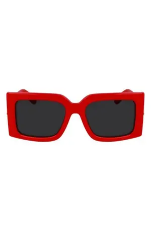 FERRAGAMO Prisma 55mm Rectangular Sunglasses Red