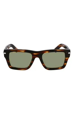 FERRAGAMO 53mm Rectangular Sunglasses - Striped Brown