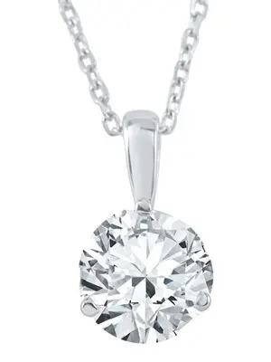 BLISS DIAMOND 14k Gold Lab Grown Diamond Solitaire Pendant - 14k White Gold