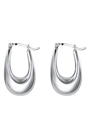 CHRISTINA CARUSO Thick Hoop Earrings - Rhodium